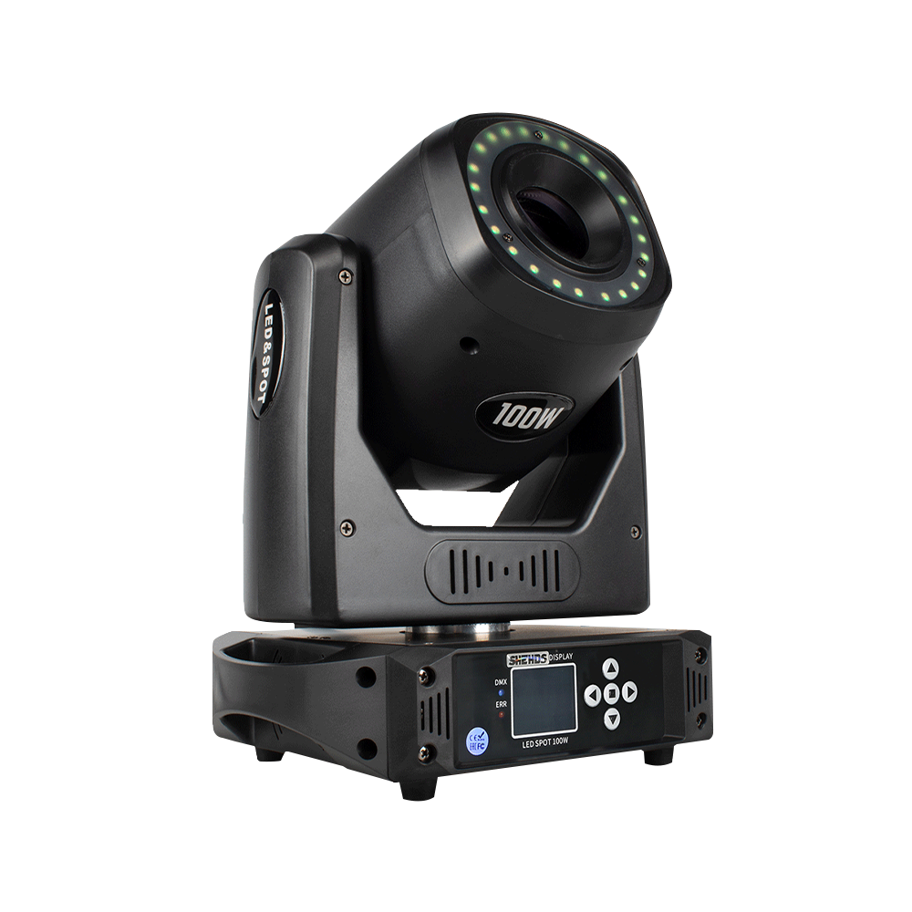 SHEHDS LED 100W 6-Prism Gobo Moving Head Light LED Ring & LCD Display